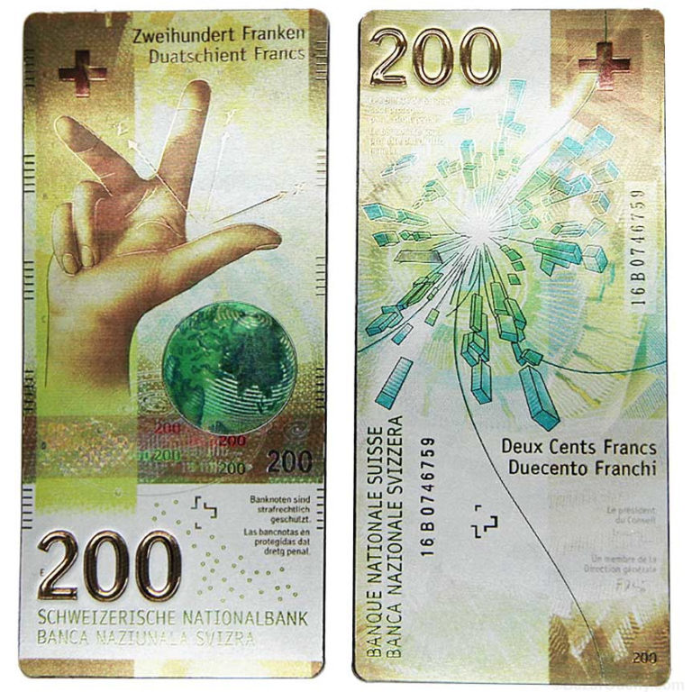 Magnet Swiss banknote 200 francs - BazarOuchy