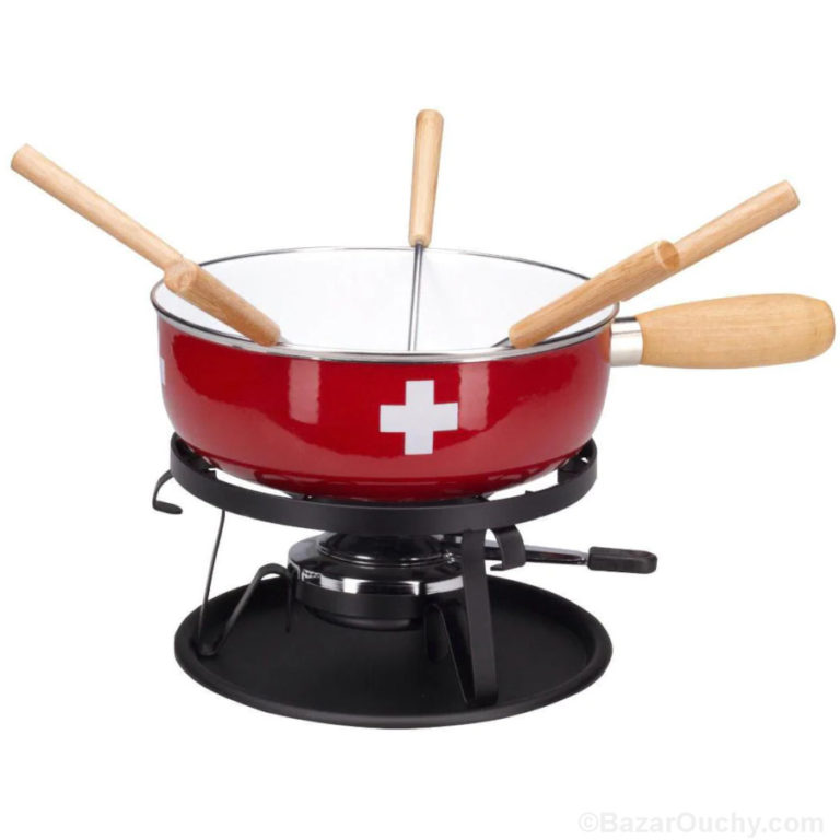 Fondue set - Swiss cross pot - BazarOuchy